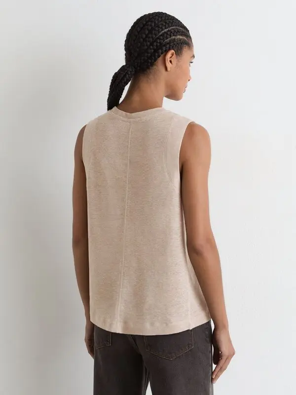 REISS Linen Jersey Crew-neck Vest