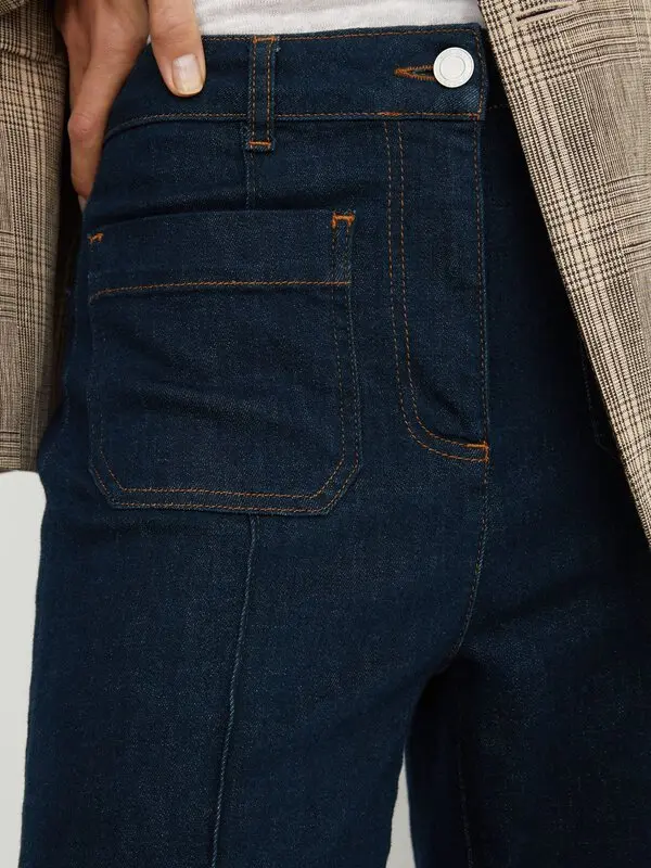 REISS Patch-pocket Flared High-rise Jeans - Dark Blue