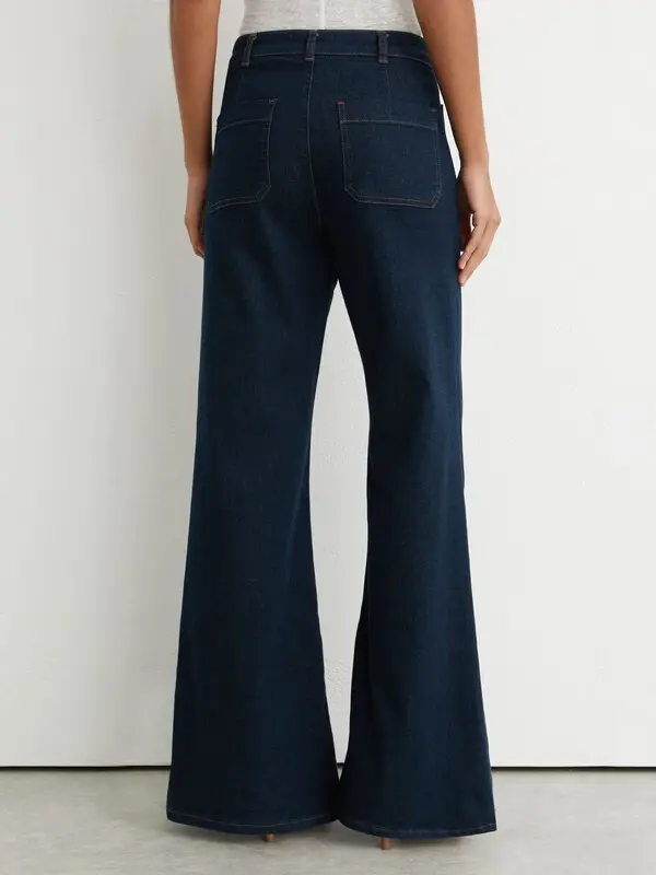 REISS Patch-pocket Flared High-rise Jeans - Dark Blue