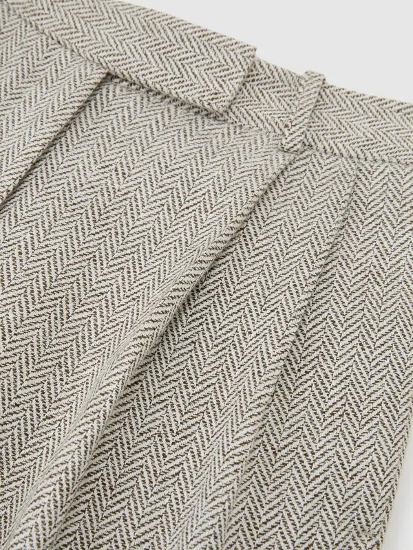 REISS Petite Herringbone Linen-blend Straight-leg Suit Trousers