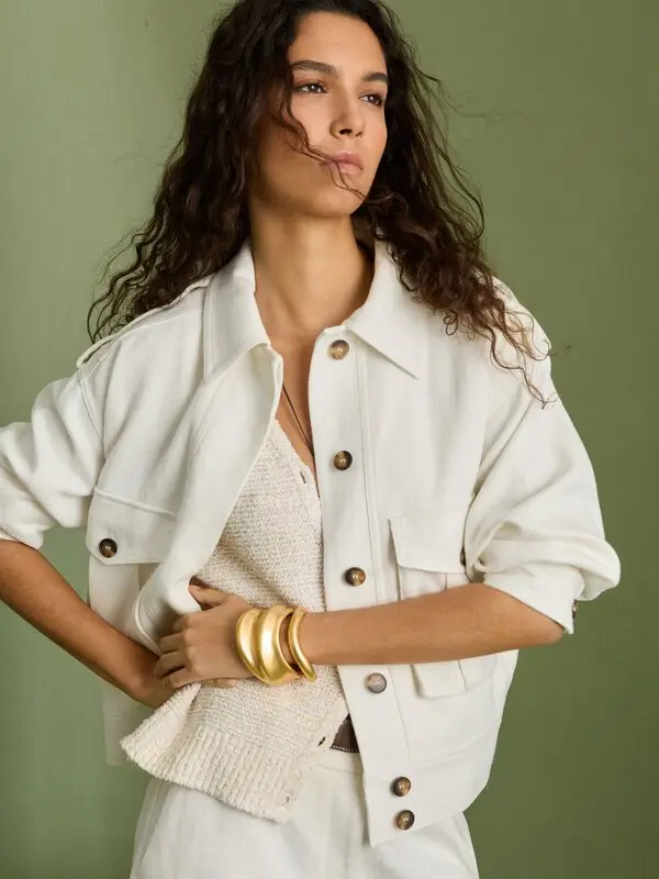 REISS Linen-blend Twin-pocket Jacket