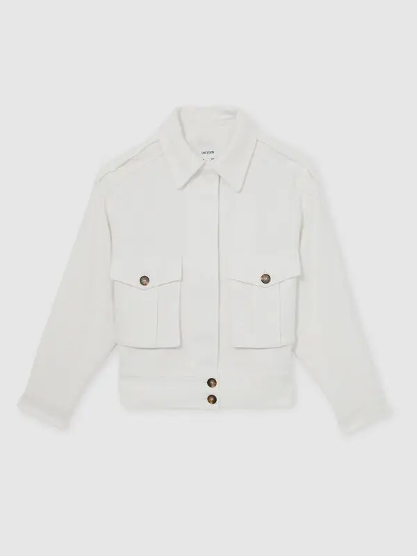 REISS Linen-blend Twin-pocket Jacket