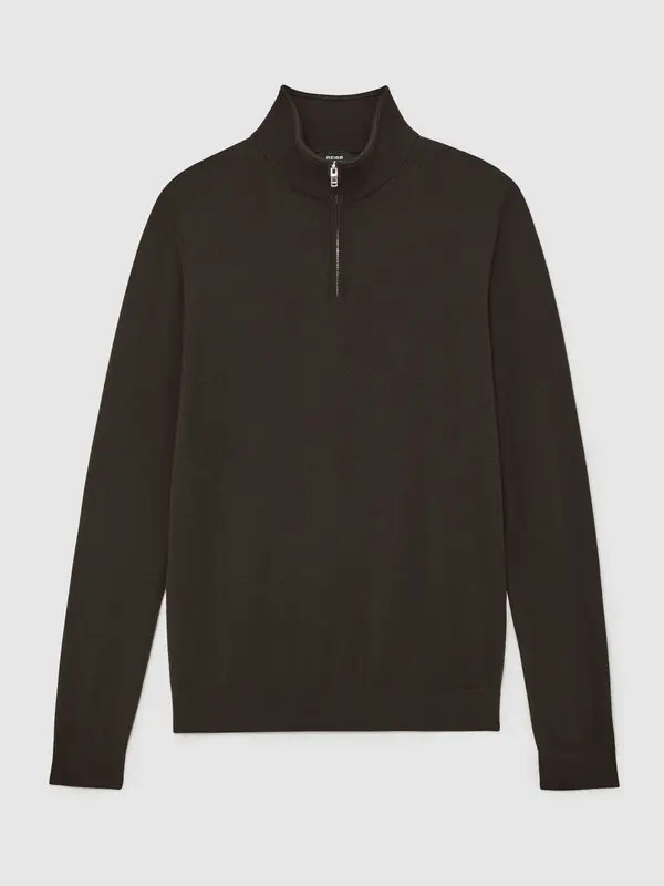 REISS Merino Wool Half-zip Funnel Neck Jumper