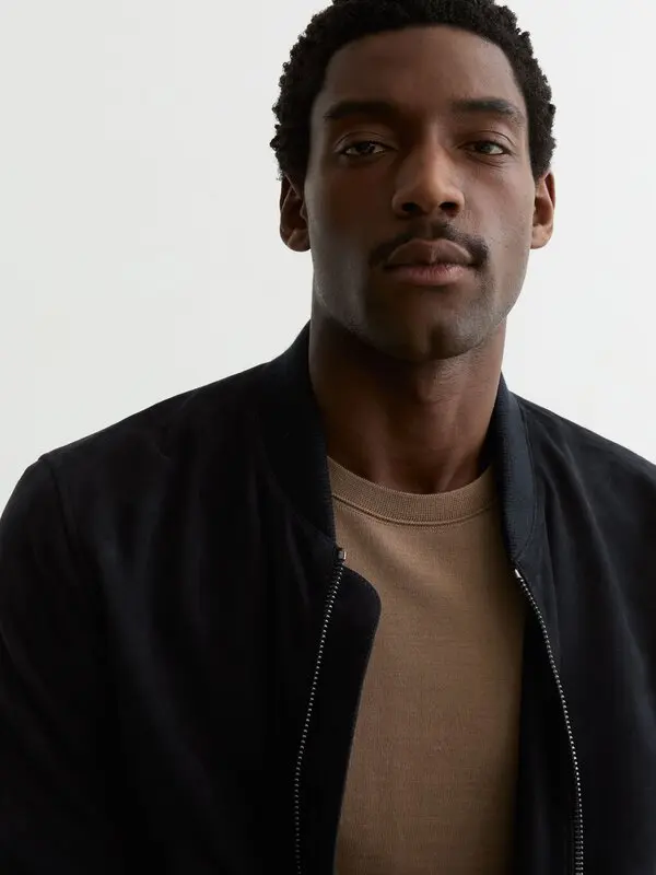 REISS Suede Zip-through Bomber Jacket