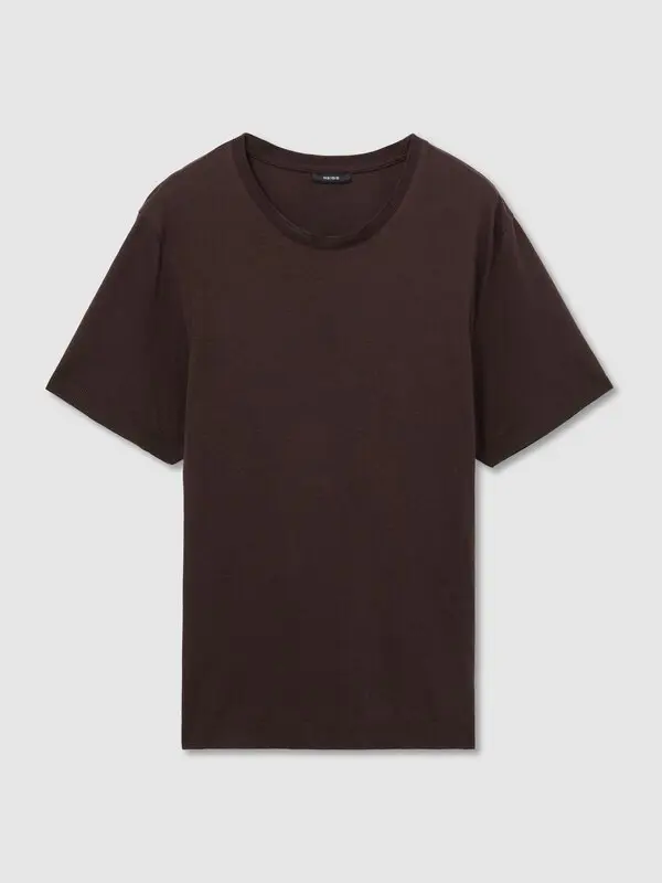 REISS Cotton- Crew-neck Modern-fit T-shirt - Dark Brown