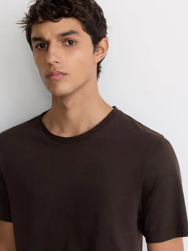 REISS Cotton- Crew-neck Modern-fit T-shirt - Dark Brown