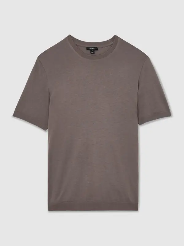 REISS Cotton- Crew-neck Modern-fit T-shirt - Mouse Brown