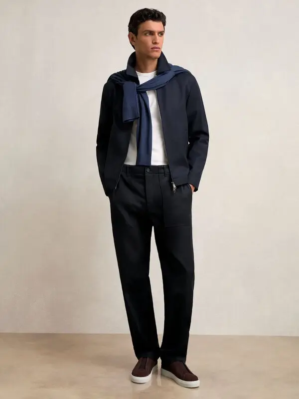 REISS Lyocell Cotton Wide Utility Trousers