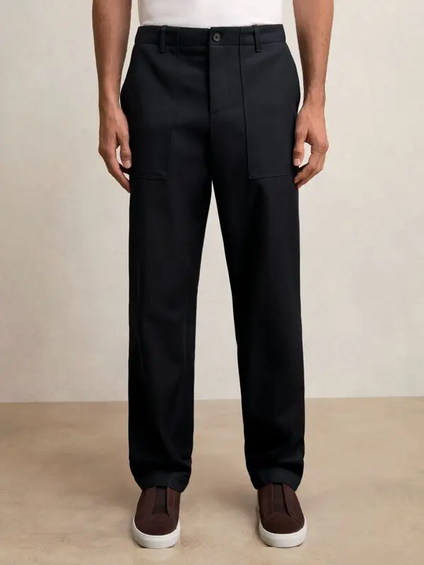 REISS Lyocell Cotton Wide Utility Trousers