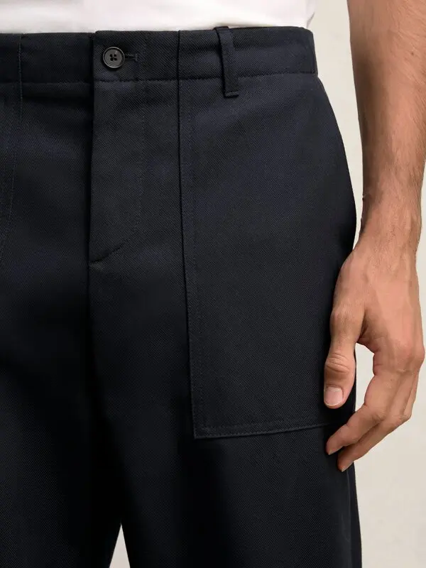 REISS Lyocell Cotton Wide Utility Trousers