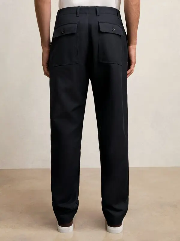 REISS Lyocell Cotton Wide Utility Trousers