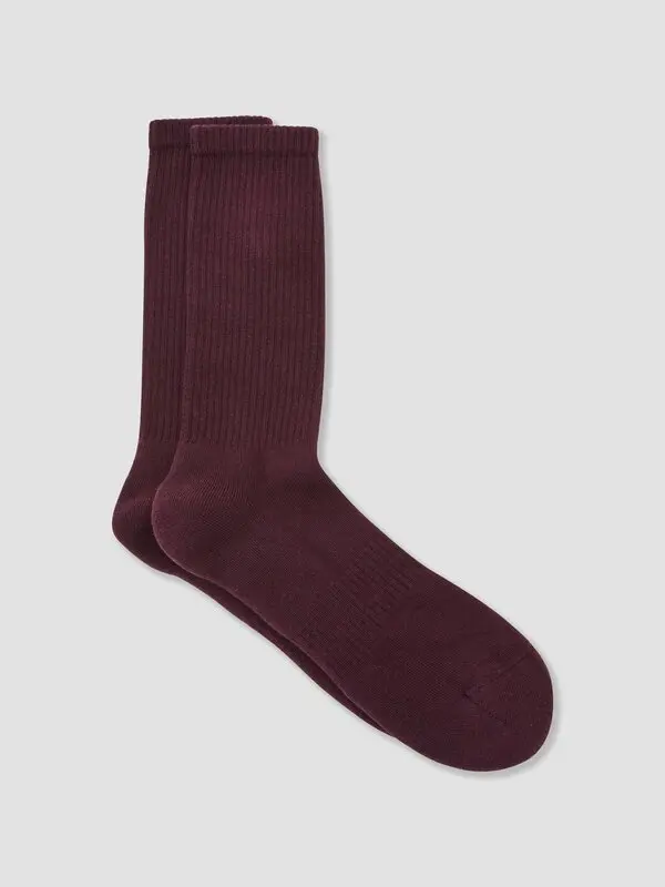 REISS Cotton-blend Ribbed Socks - Bordeaux