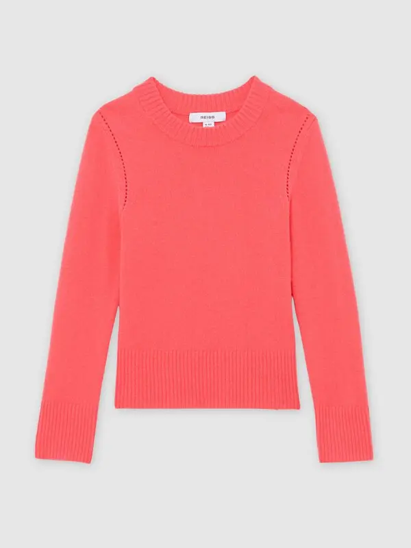 REISS Wool-blend Open-stitch Jumper With Cashmere