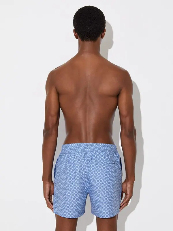 REISS Geometric-print Swim Shorts - Blue