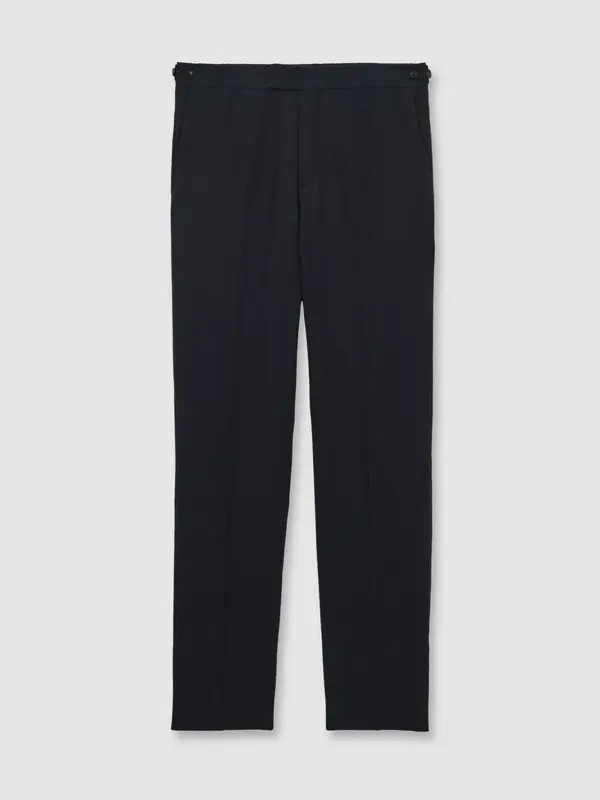 REISS Tailored Fit Linen Trousers - Navy