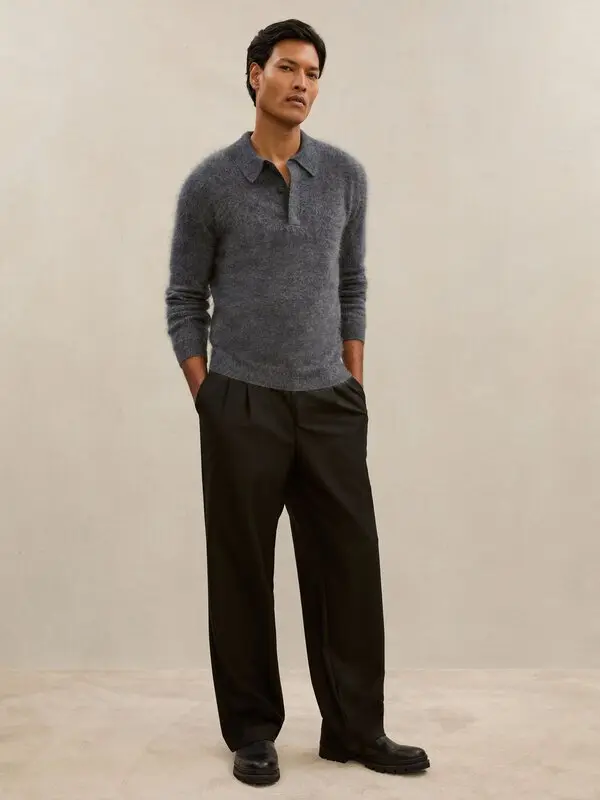 REISS Atelier Brushed-cashmere Polo Jumper