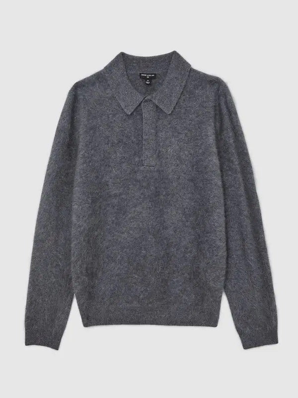REISS Atelier Brushed-cashmere Polo Jumper