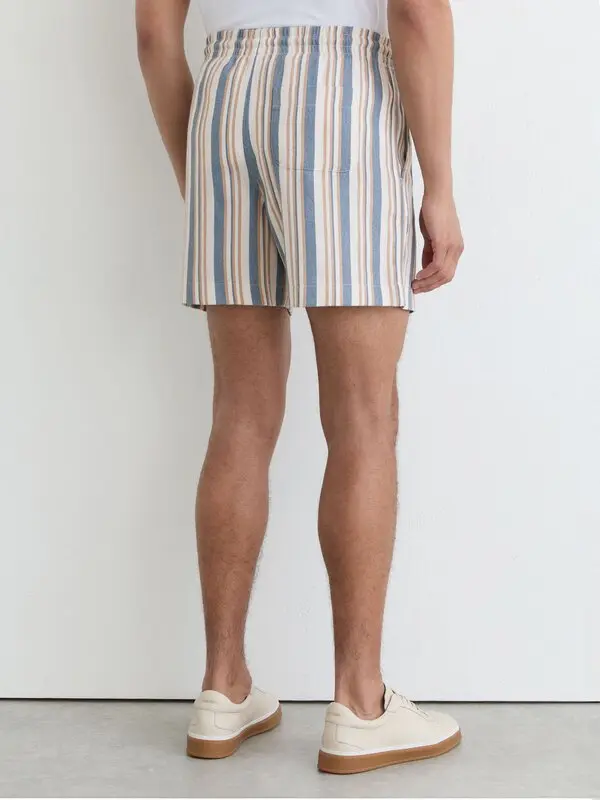 REISS Blue & Ecru Striped Drawstring Shorts - Blue/ecru