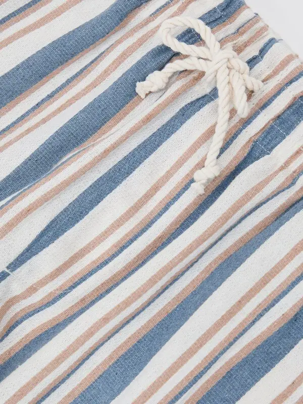 REISS Blue & Ecru Striped Drawstring Shorts - Blue/ecru