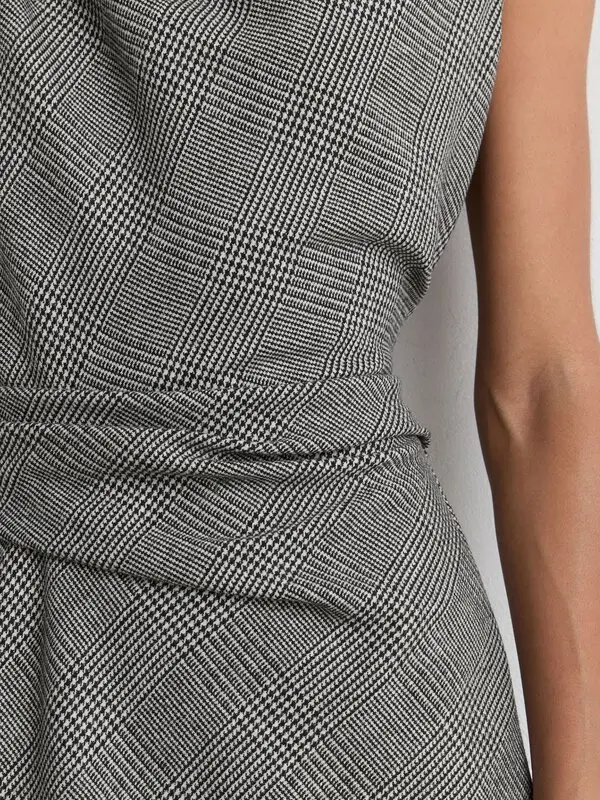 REISS Wool-blend Check Tailored Midi Dress