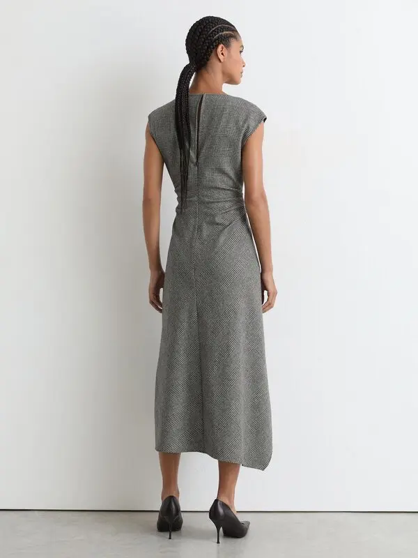 REISS Wool-blend Check Tailored Midi Dress
