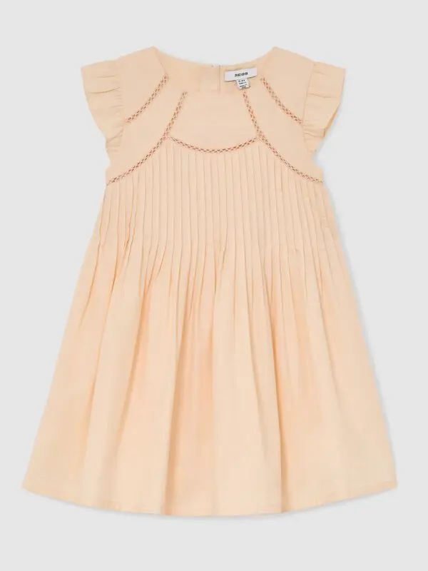 REISS 9-13 Yrs Cotton Embroidered Pintuck Dress