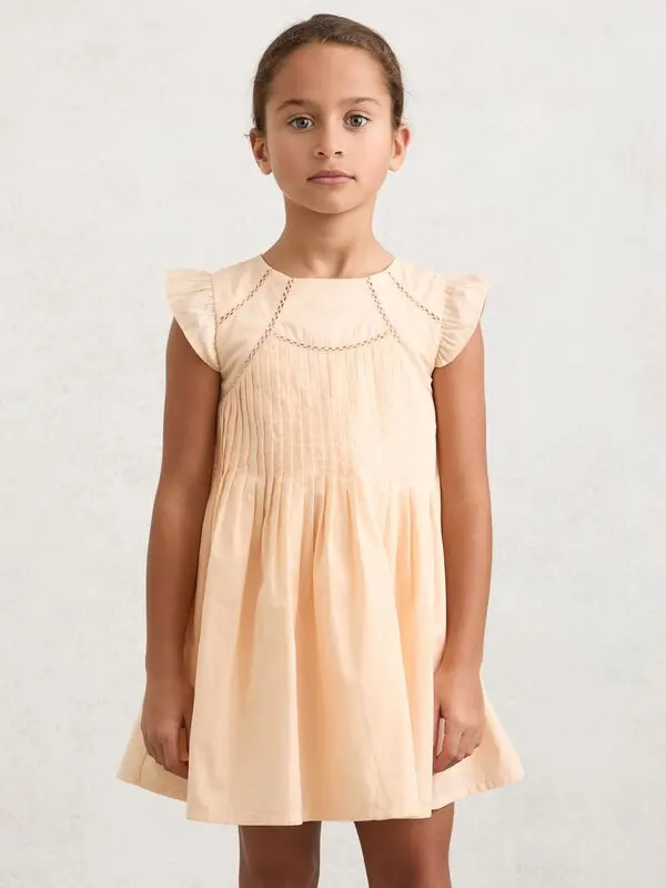 REISS 9-13 Yrs Cotton Embroidered Pintuck Dress