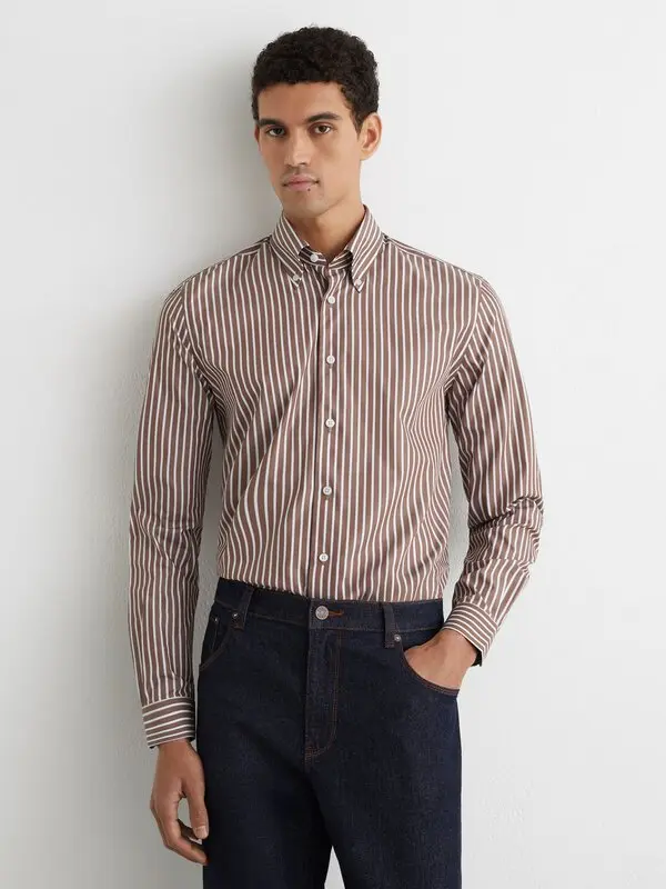 REISS Cotton Stripe Button-down Shirt Regular-fit
