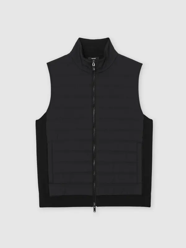 REISS Quilted Knit Funnel Neck Gilet - Black