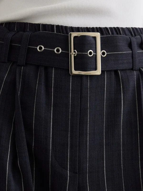 REISS Belted Pinstripe Wide-leg Trousers