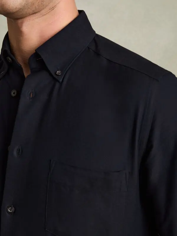 REISS Soft Wash Button Down Oxford Shirt - Navy