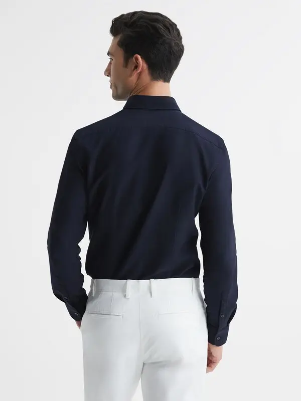 REISS Soft Wash Button Down Oxford Shirt - Navy