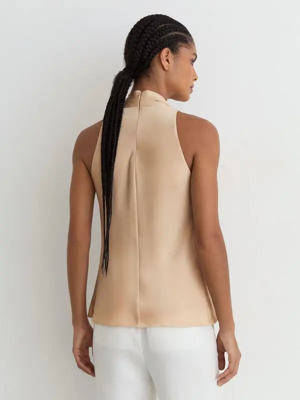 REISS Draped Scarf-detail Sleeveless Top