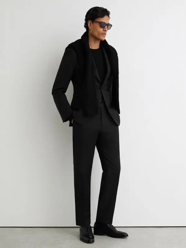 REISS Tailored Fit Wool-blend Suit Trousers - Black
