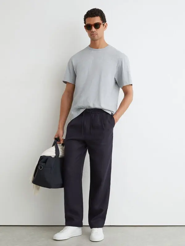 REISS Cotton Slub Relaxed-fit T-shirt - Light Blue