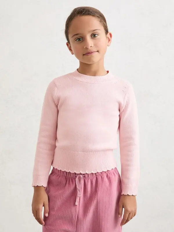 REISS 9-13 Yrs Cotton Scallop-trim Jumper