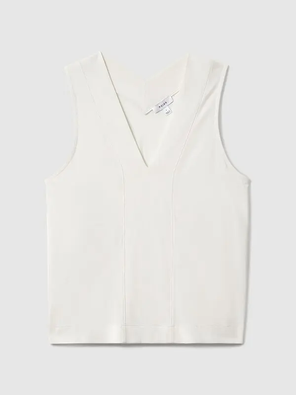 REISS Mira V-neck Shell Top - Cream