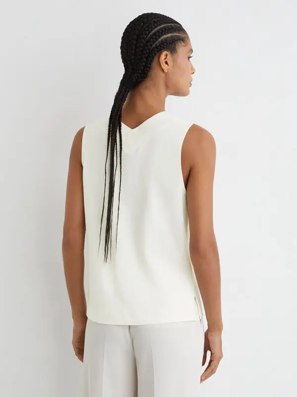 REISS Mira V-neck Shell Top - Cream