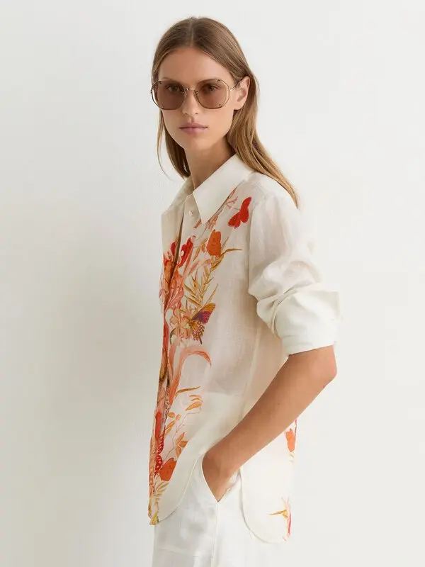 REISS X Nybg Ramie Butterfly-print Shirt