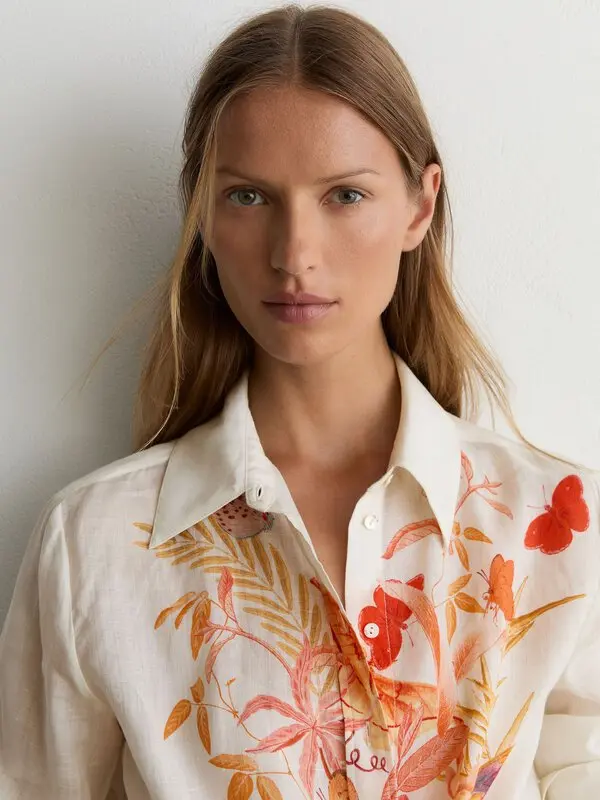 REISS X Nybg Ramie Butterfly-print Shirt