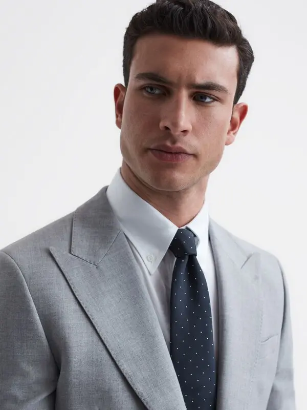 REISS Liam Silk Tie Polka Dot - Navy