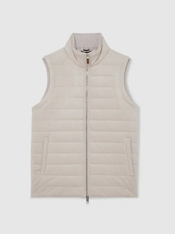 REISS Funnel-neck Quilted Gilet