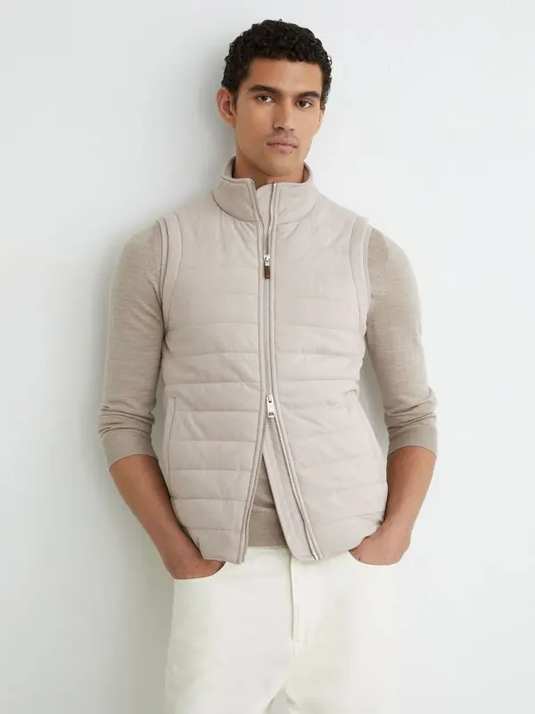 REISS Funnel-neck Quilted Gilet