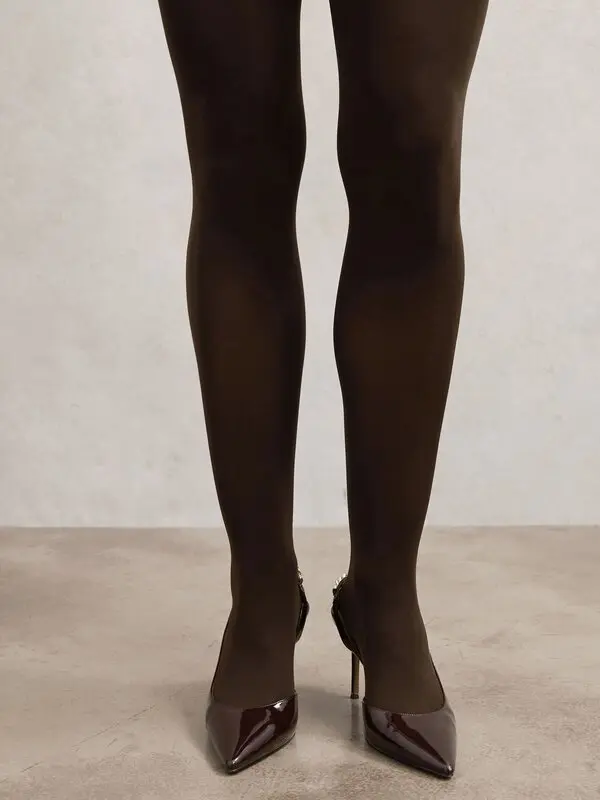 REISS Coloured 80 Denier Tights - Chocolate