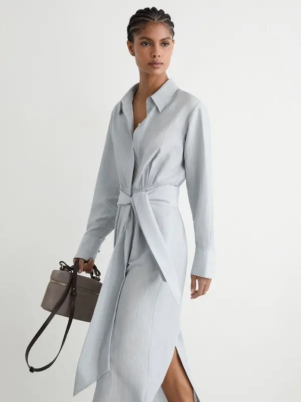 REISS Blend Tie-waist Shirt Dress