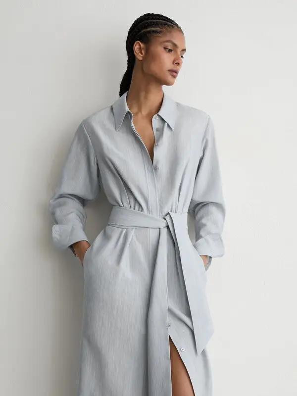 REISS Blend Tie-waist Shirt Dress