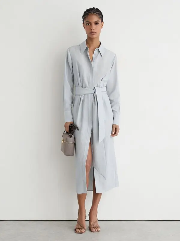 REISS Blend Tie-waist Shirt Dress