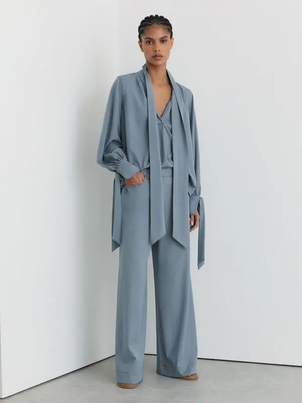 REISS Denim-look Wide-leg Trousers