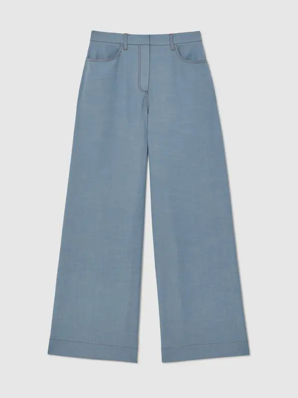 REISS Denim-look Wide-leg Trousers