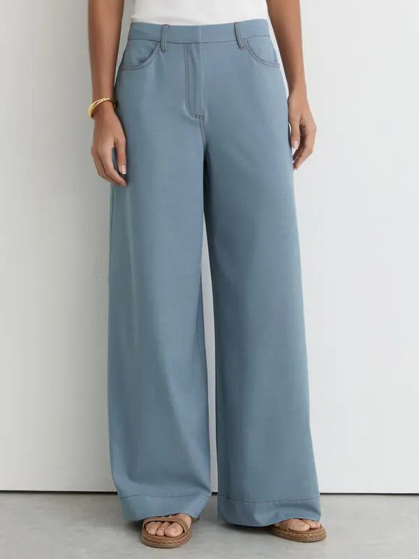 REISS Denim-look Wide-leg Trousers
